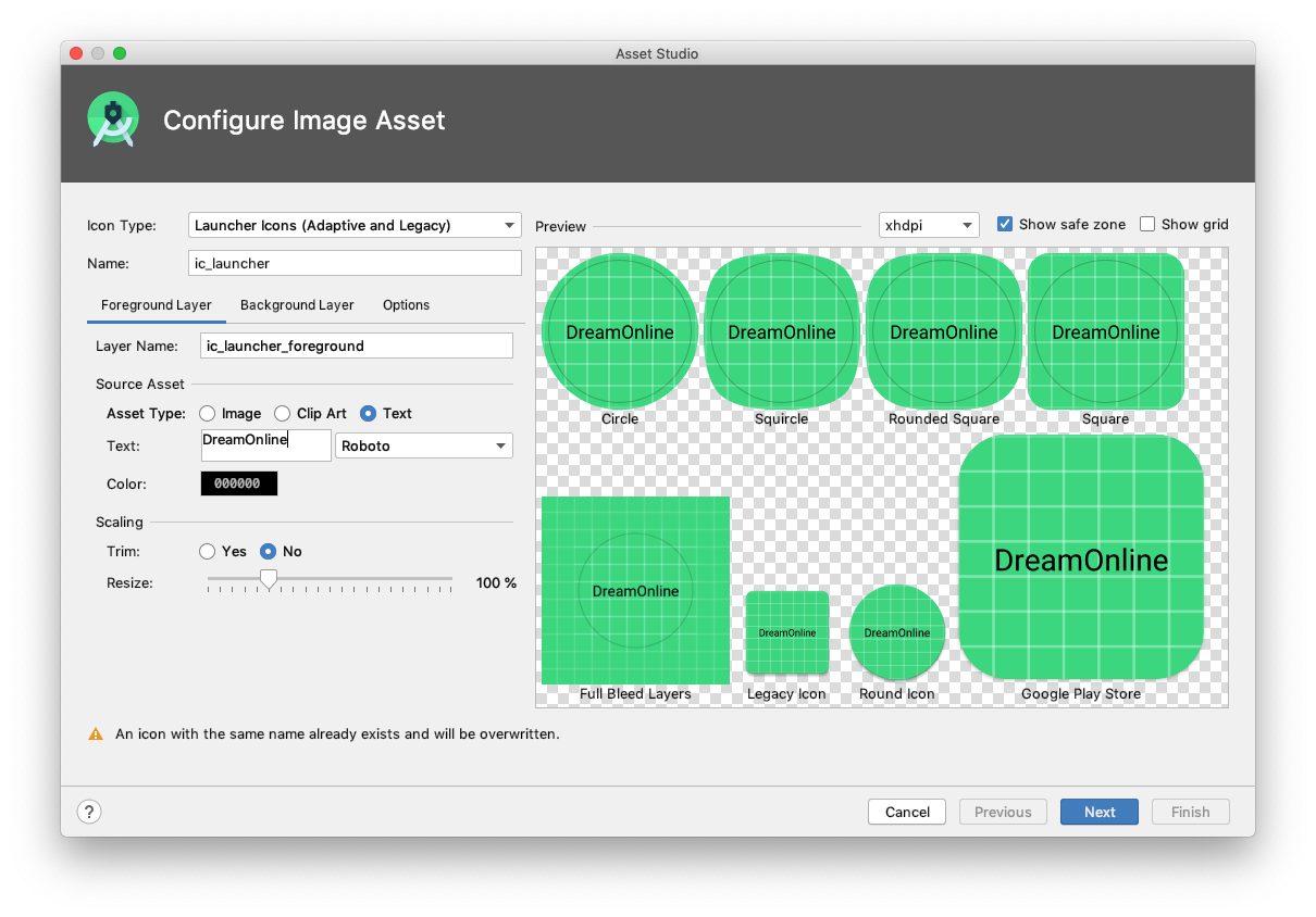 Image Asset Studio を使用してAndroidアプリアイコンを作成する方法 - DreamOnline